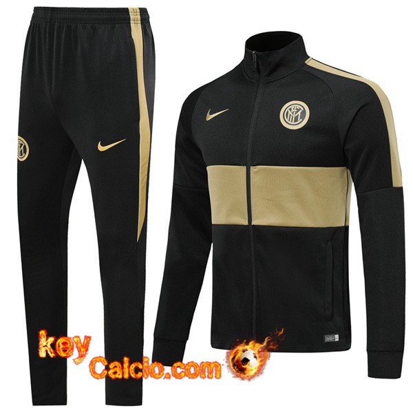 Nuovo Kit Tuta Allenamento - Giacca Inter Milan Nero/Giallo 19 20