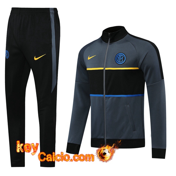 Nuovo Kit Tuta Allenamento - Giacca Inter Milan Grigio 20 21
