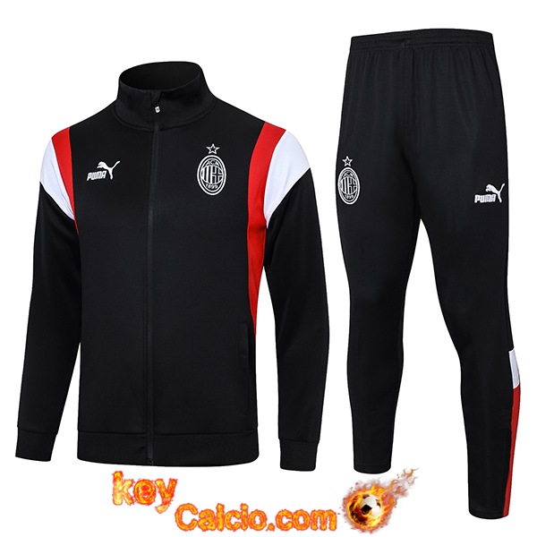 Personalizzare Nuova Insieme Tuta Calcio - Giacca AC Milan Nero 2023/ ...
